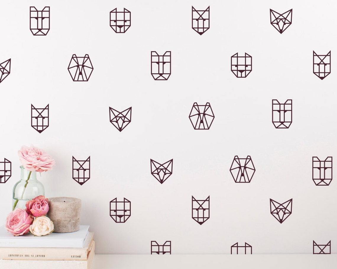 Geometric Animal Wall Decals 30 Vinyl Wall Decals Unique - Etsy