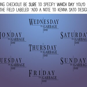 Garbage Day Reminder Decal - Trash Day Reminder, Wall Decor, Gift for ...