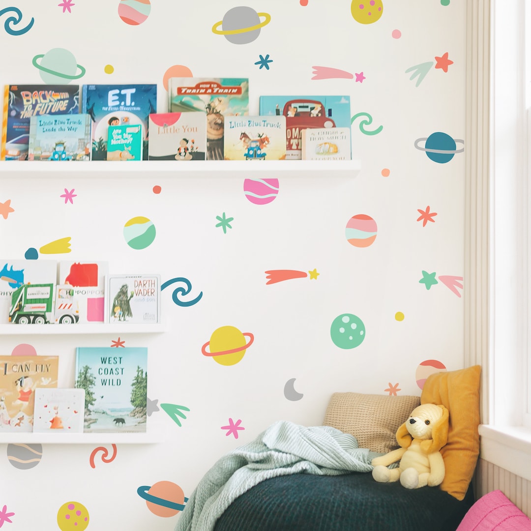 Space Wall Decals - Reusable Wall Decals, Nursery Decor, Kids Room ...
