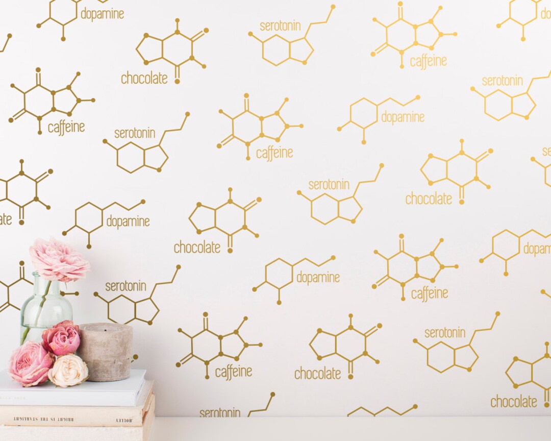Chemical Structure Wall Decals Unique Vinyl Wall Decal Set, Gold Wall ...