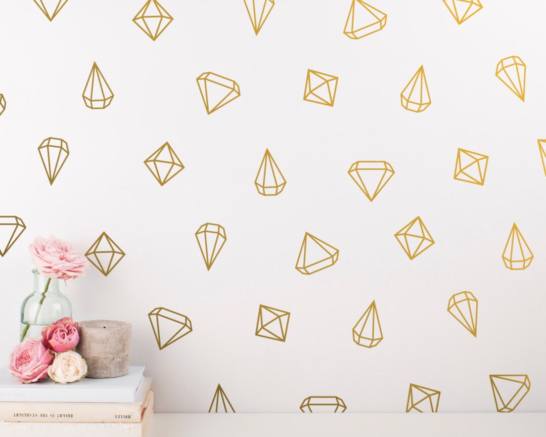 Geometric Wall Decals - 48 Prism Decals, Unique Vinyl Wall Decal Set ...