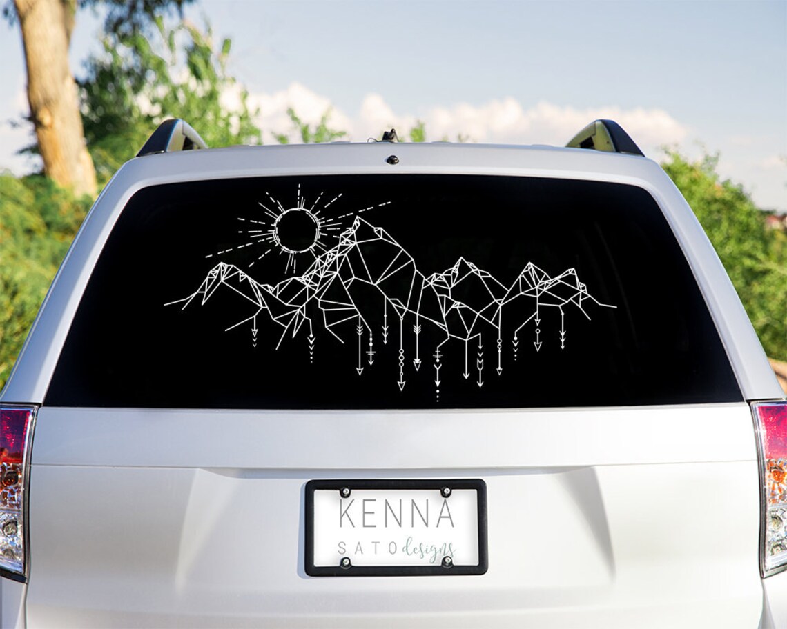 Geometric Mountains Car Decal Car Decals Window Decal Car - Etsy