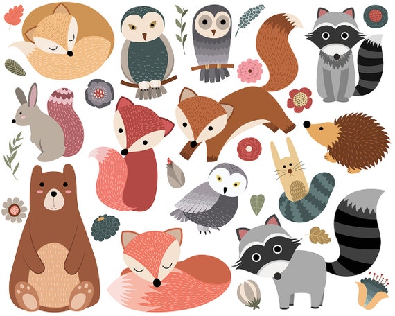 Woodland Critters Clip Art Set of 30 300 DPI PNG JPG and - Etsy