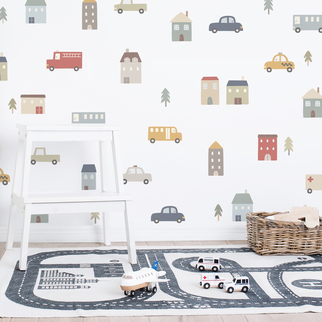 City Street Wall Decals - Car and Truck Wall Stickers, Nursery Decor ...