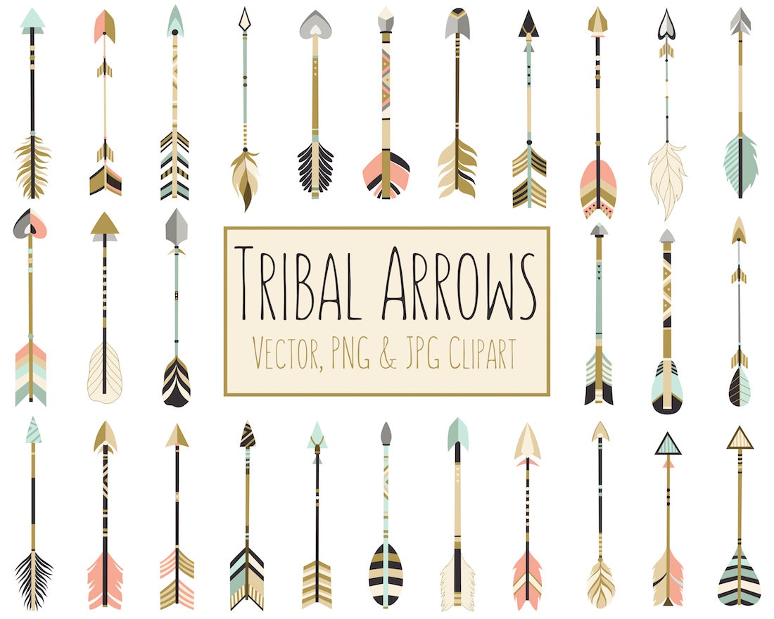 Tribal Arrows Boho Clipart 28 300 DPI Vector PNG & JPG - Etsy Canada