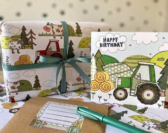 Tractor Farm Eco Wrapping Paper Sheet 70cm X 50cm Eco - Etsy