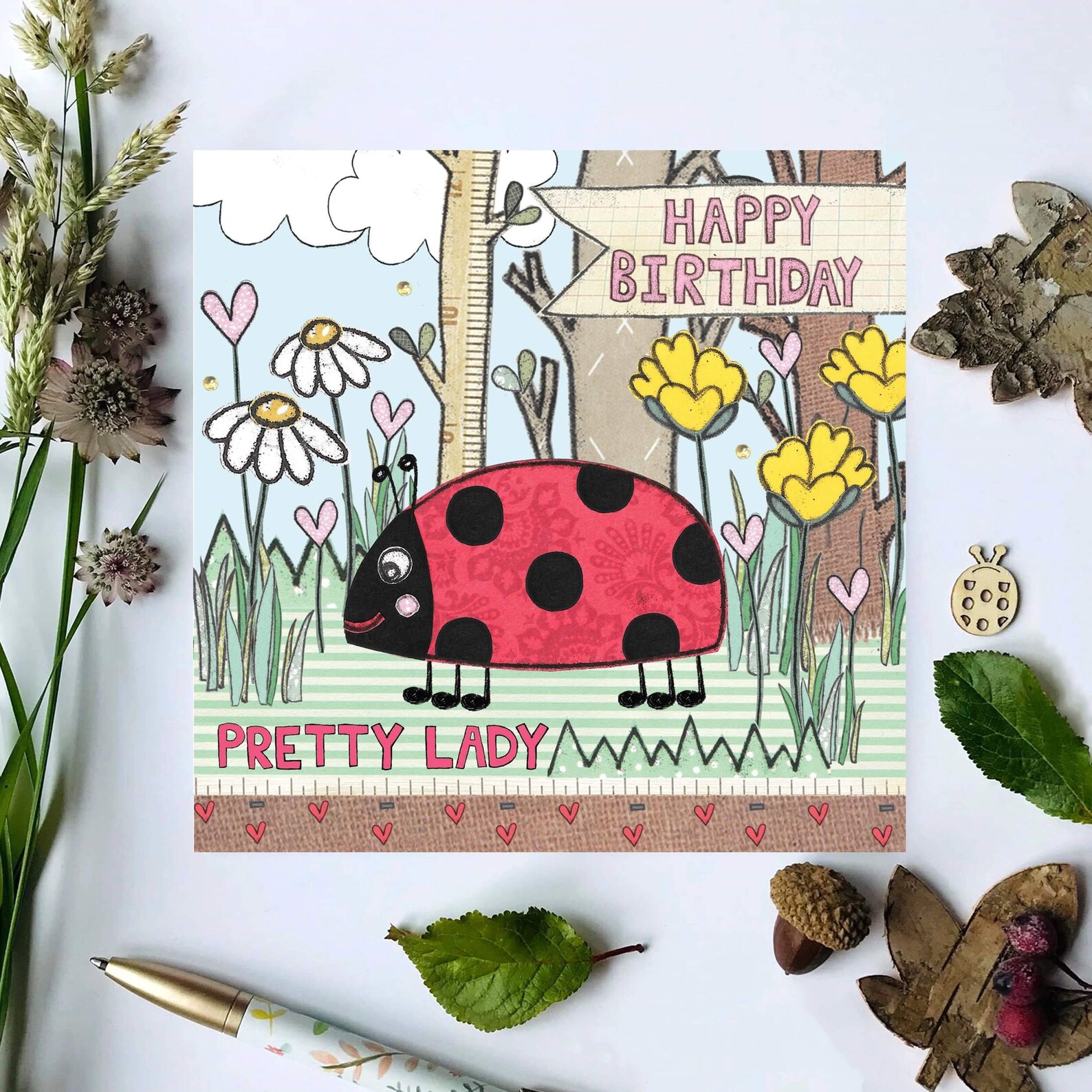 Pretty Lady Ladybird Birthday Card Woodland Card Cute | Etsy