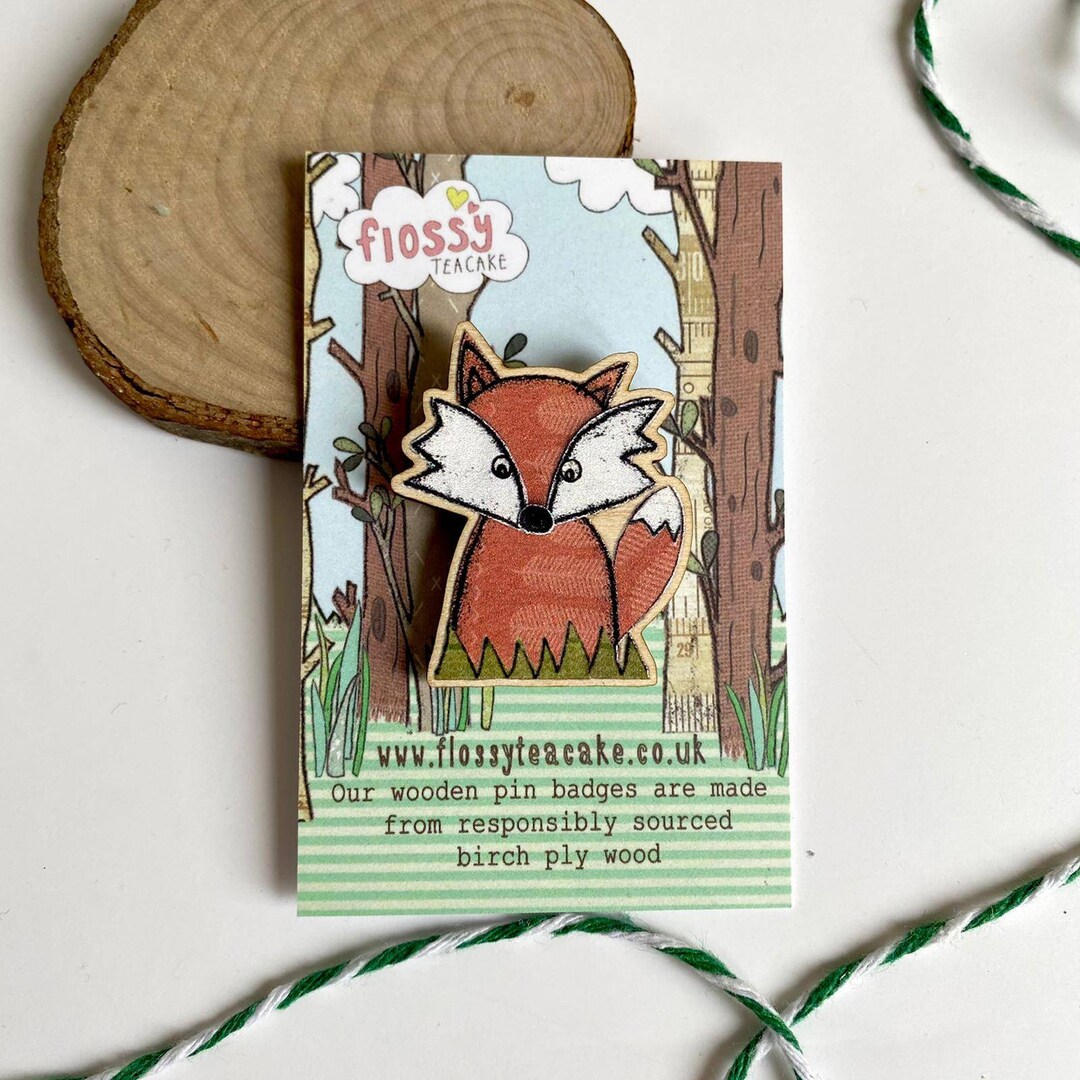 Fox Badge | Wooden Badge | Fox Gift | Pin Badge | Brooch Badge | Eco ...