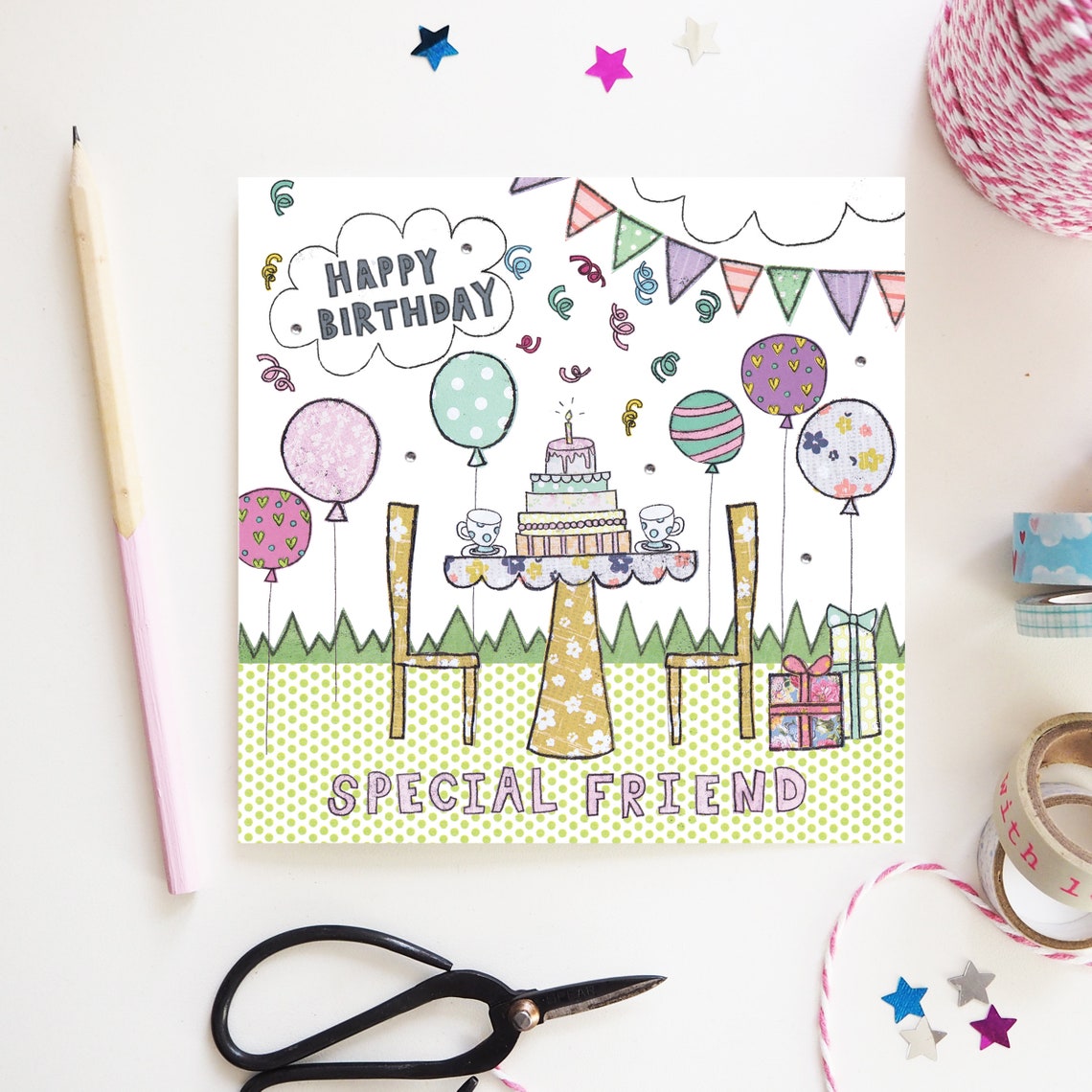 Special Friend Birthday Card Happy Birthday Card Cake - Etsy