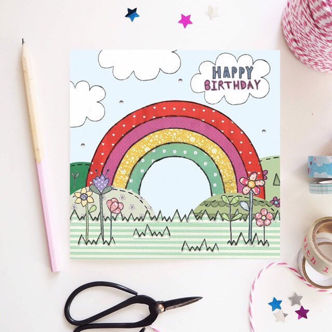 Rainbow Greeting Card | Rainbow Birthday Card | Cute Design | Handmade ...