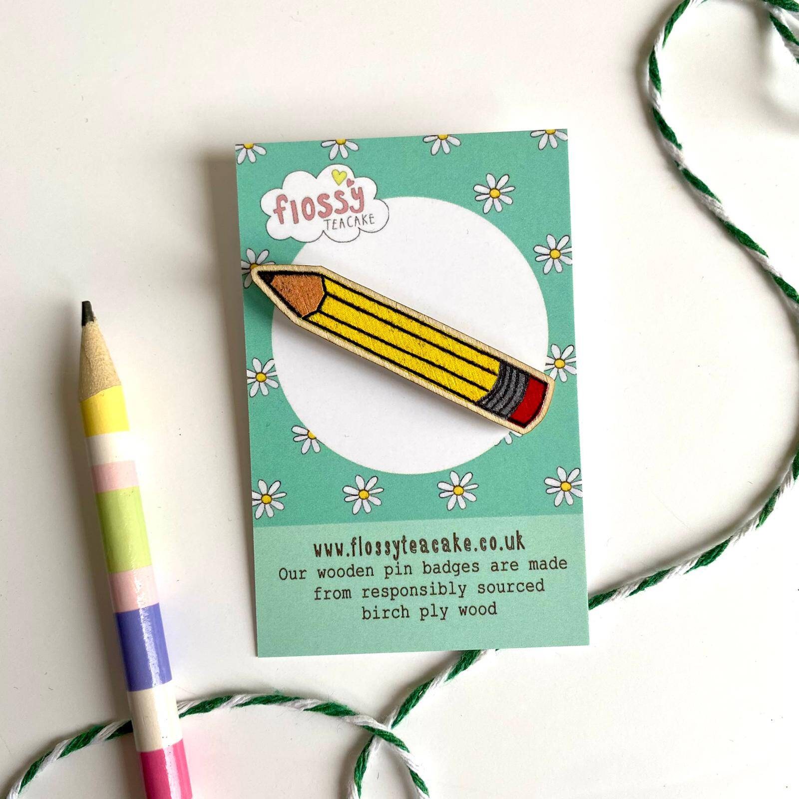 Pencil Badge Wooden Badge Teacher Gift Pin Badge | Etsy