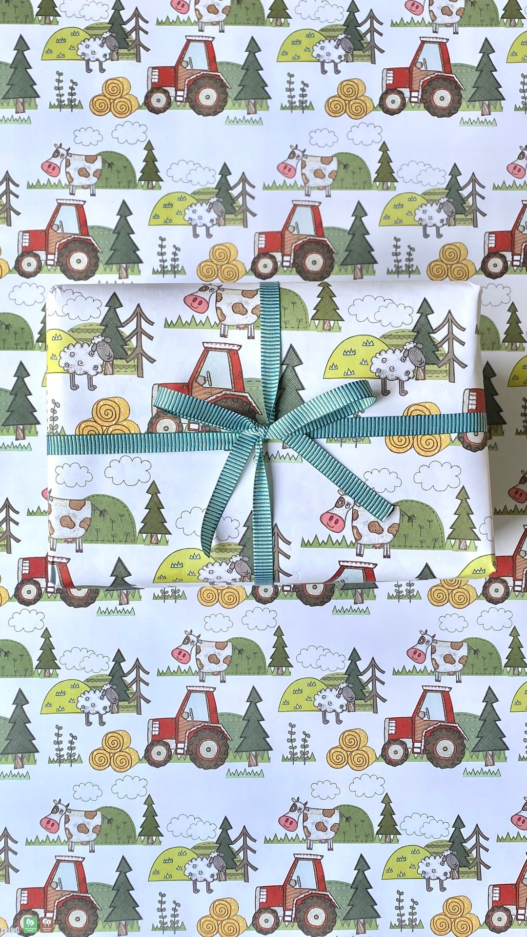 Tractor Farm Eco Wrapping Paper Sheet | 70cm X 50cm | Eco Friendly ...