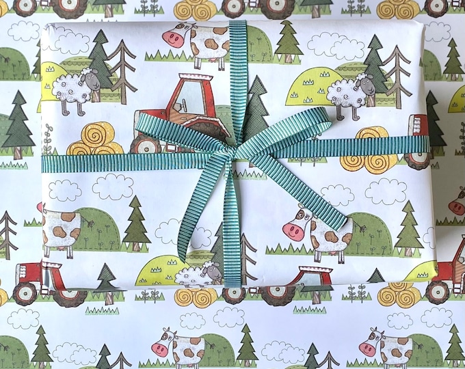 Tractor Farm Eco Wrapping Paper Sheet 70cm X 50cm Eco - Etsy