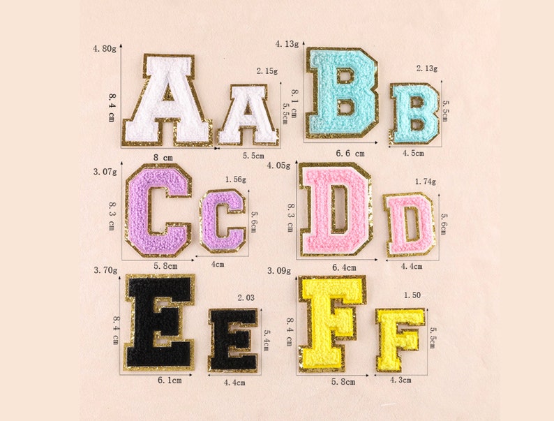 Red Glitter Chenille Iron on Patches, Letter A-Z Embroidery Patch ...