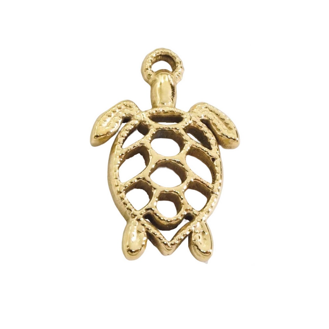 14K Gold Sea Turtle Pendant Gold Turtle Charm Sea Turtle Earring Charm ...