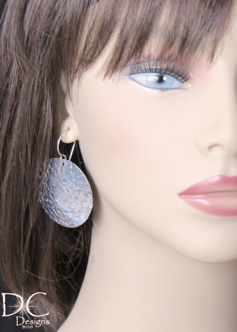 Big Earrings, Silver Drop Earrings, Large Disc Earrings, Handmade ...