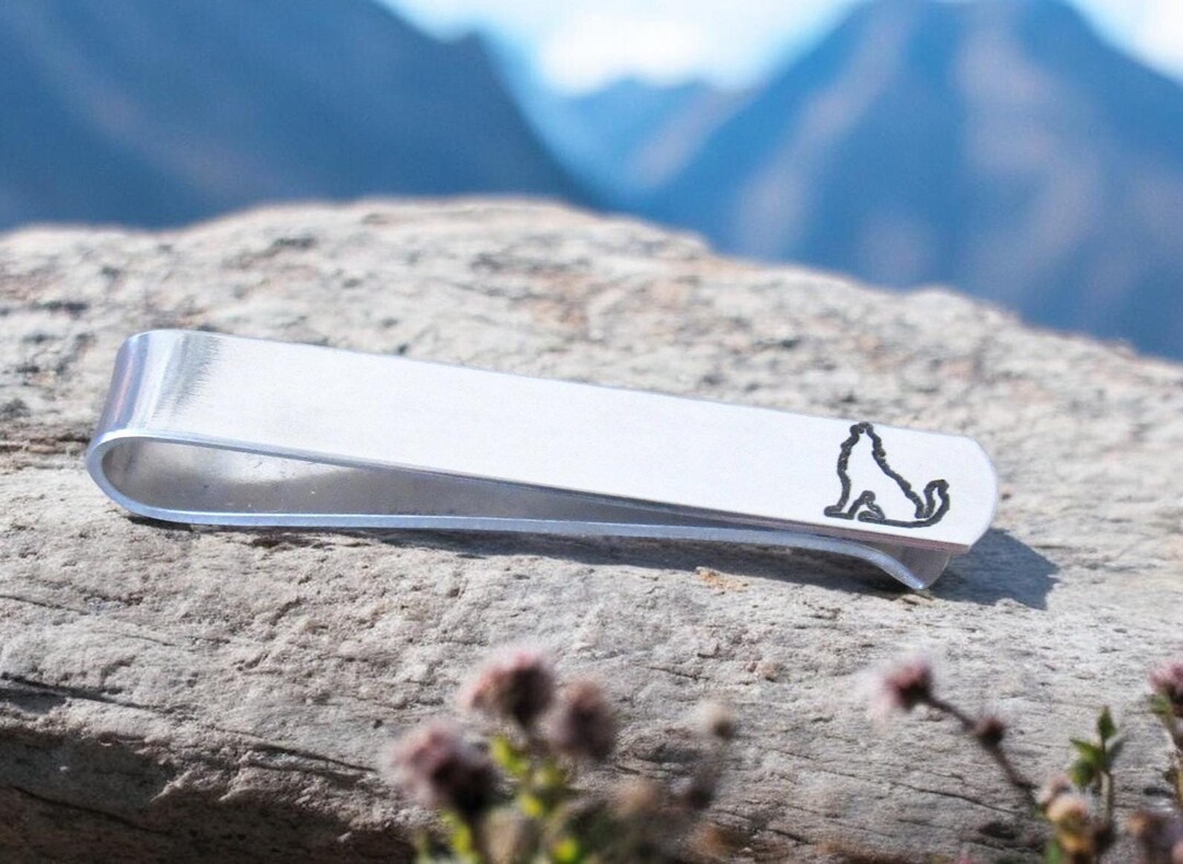 Engraved Wolf Tie Clip: Aluminum, Brass, or Copper - Etsy