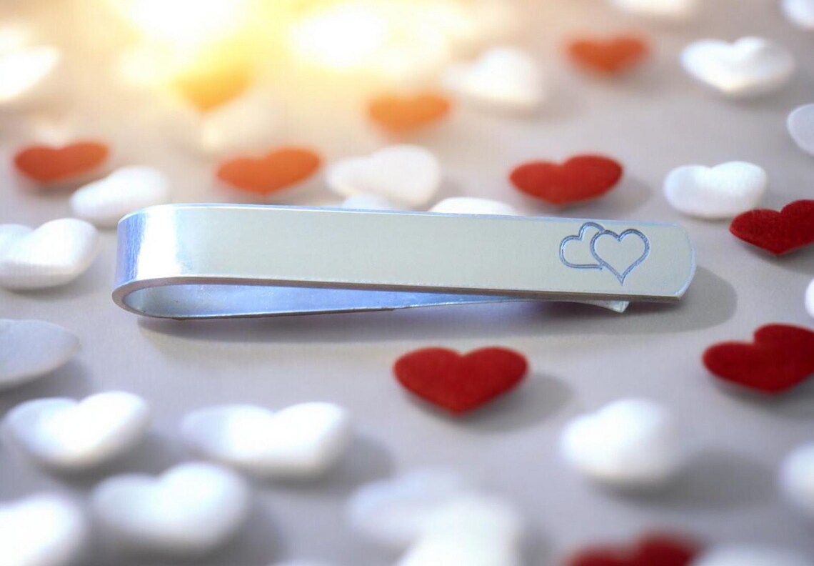 Personalized Tie Clip, Custom Tie Clip, Heart, Tie Clip, Wedding Gift ...