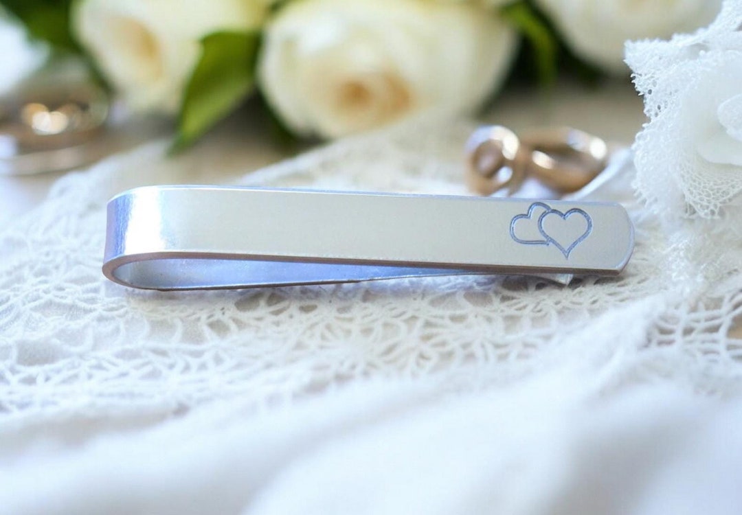 Personalized Tie Clip, Custom Tie Clip, Heart, Tie Clip, Wedding Gift ...