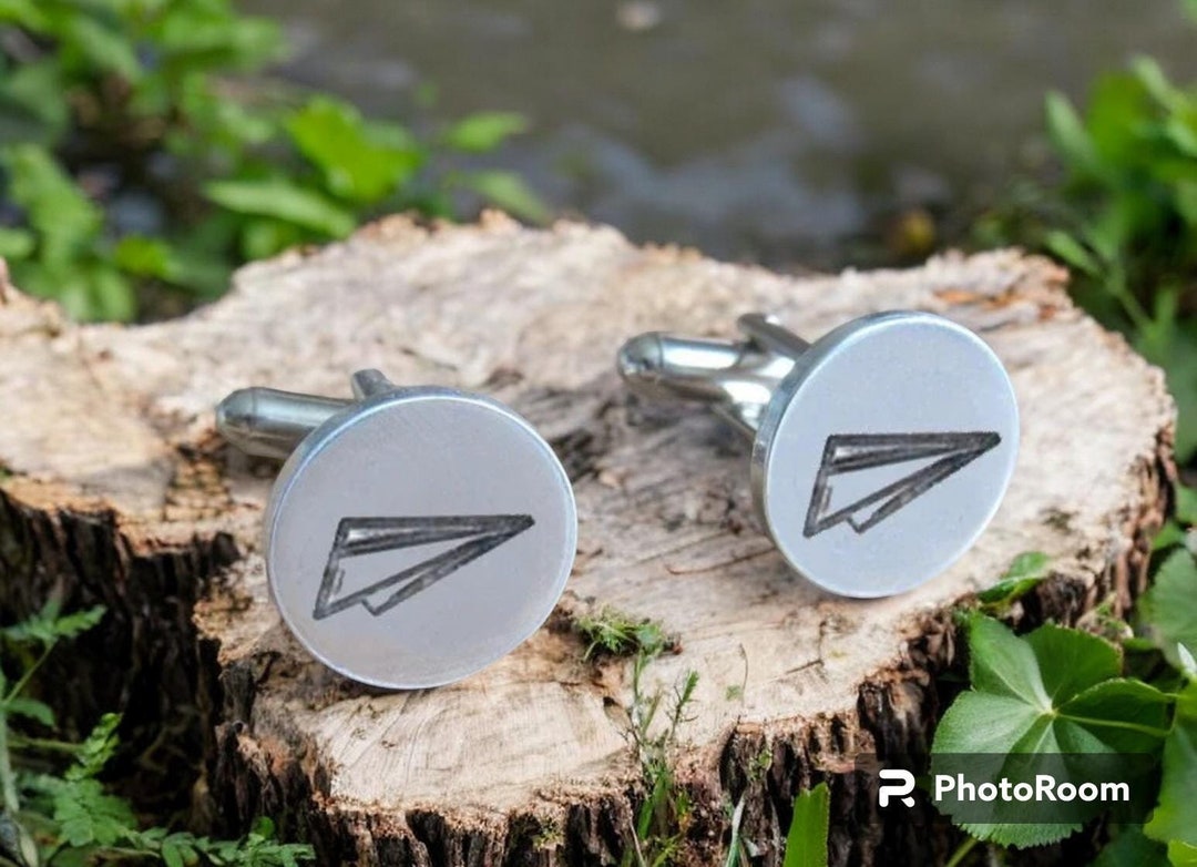 Personalized Paper Airplane Cufflinks: Engraved Aluminum Groomsmen Gift ...