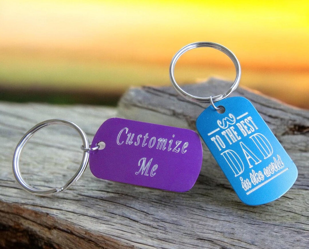 Dog Tag Keychain, Custom Name Keychain, Personalized Keychain, Engraved ...