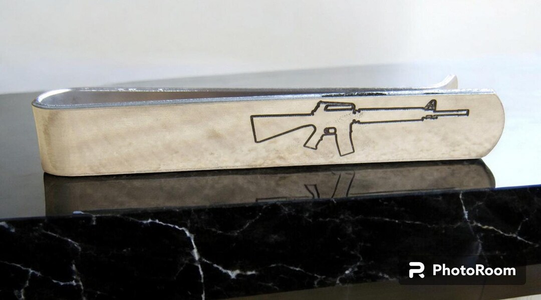 M16, Ar15, Personalized Tie Bar, Custom Tie Clip, Engraved Tie Clip ...