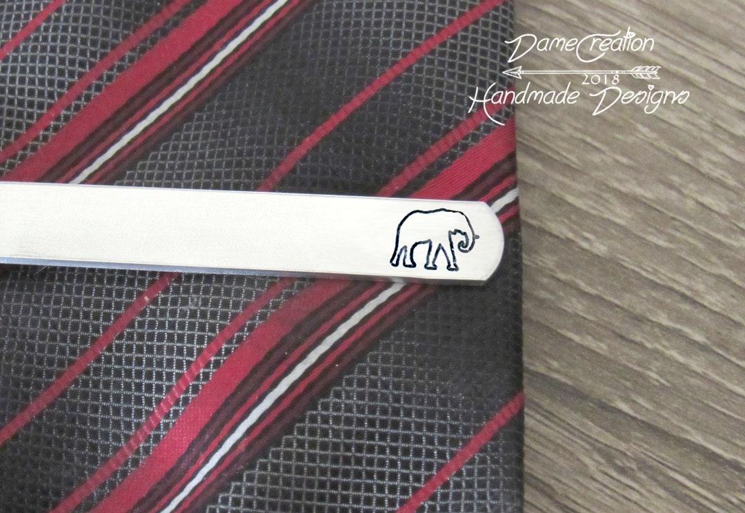 Elephant Tie Clip Engraved Tie Bar Personalized Tie Bar - Etsy