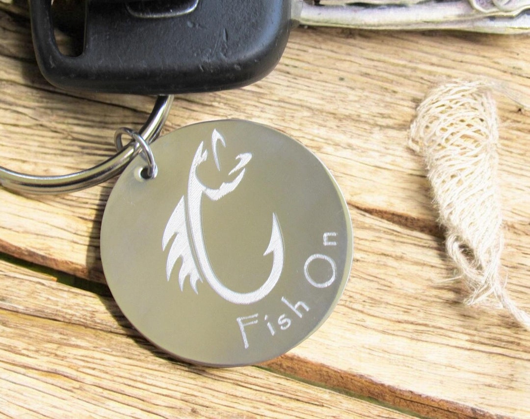 Engraved Fish Hook Keychain: Stainless Steel Fisherman Gift - Etsy