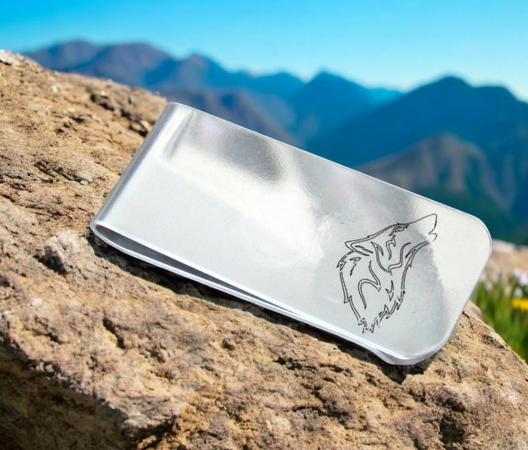 Engraved Wolf Money Clip: Custom Metal Wallet, Groomsmen Gift - Etsy