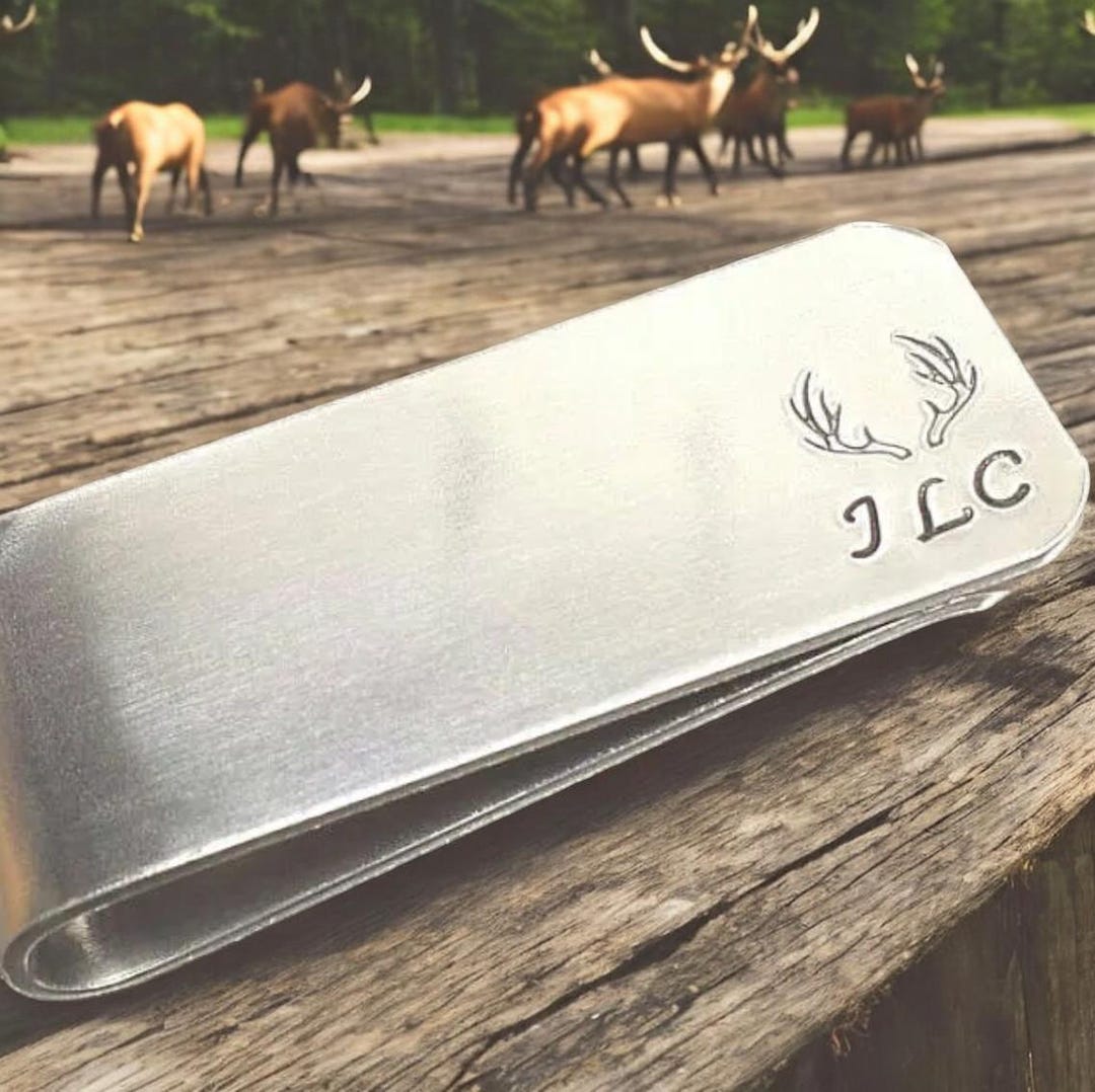 Deer Antlers, Monogram Money Clip, Engraved Money Clip, Custom Money ...