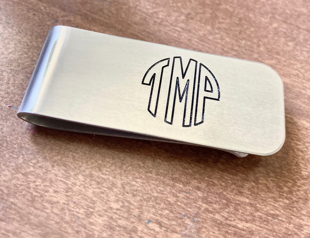 Monogram Wallet Monogram Money Clip Engraved Money Clip - Etsy