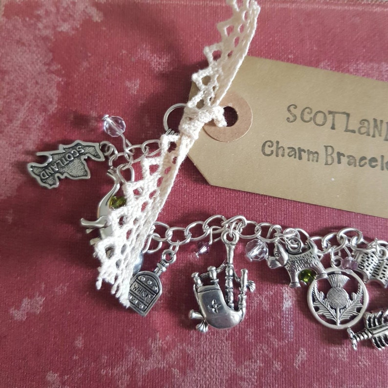 Scotland Charm Bracelet, Scotland Bracelet, Scottish Charms, Scotland ...