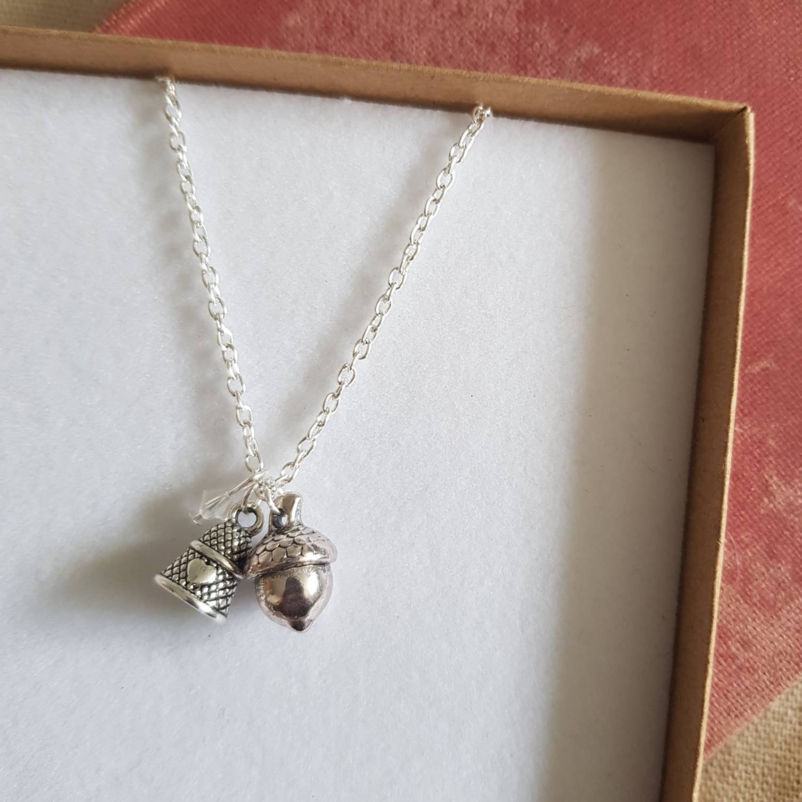 Thimble and Acorn Necklace Thimble Kiss Necklace Acorn Kiss - Etsy