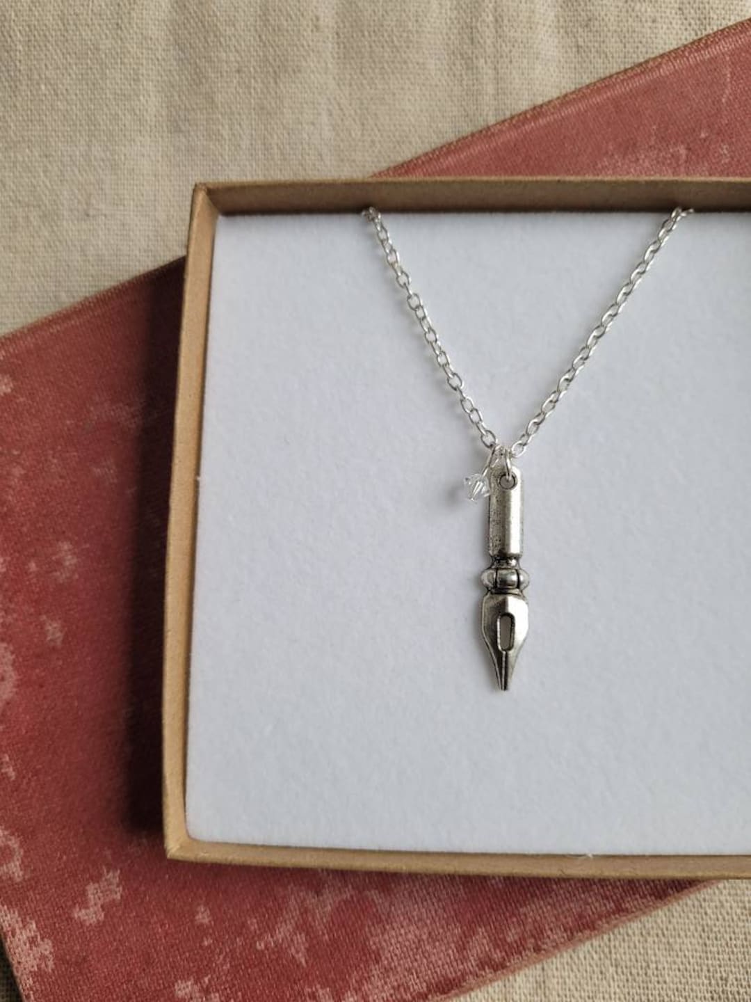 Pen Necklace, Fountain Pen Necklace, Pen Nib Necklace, Pen Charm ...
