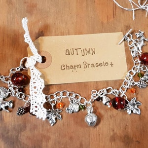 Autumn Charm Bracelet, Autumn Bracelet, Fall Bracelet, Woodland ...