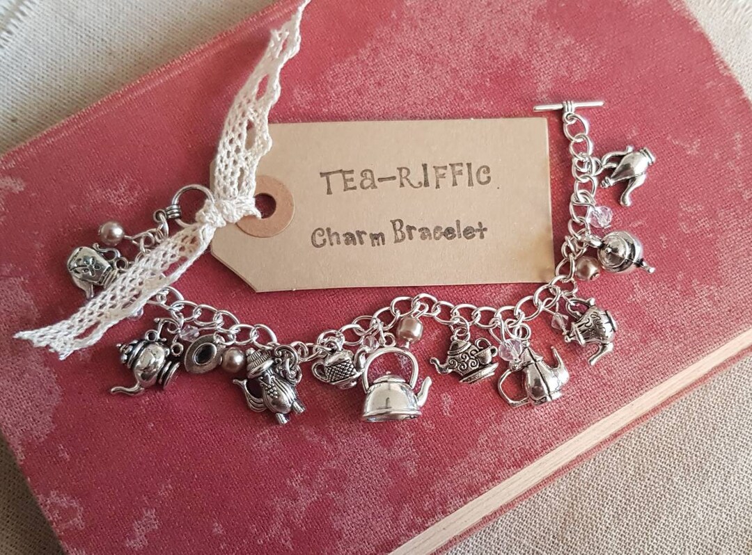Tea Charm Bracelet, Teapot Bracelet, Tea Theme Gift, Tea Party ...