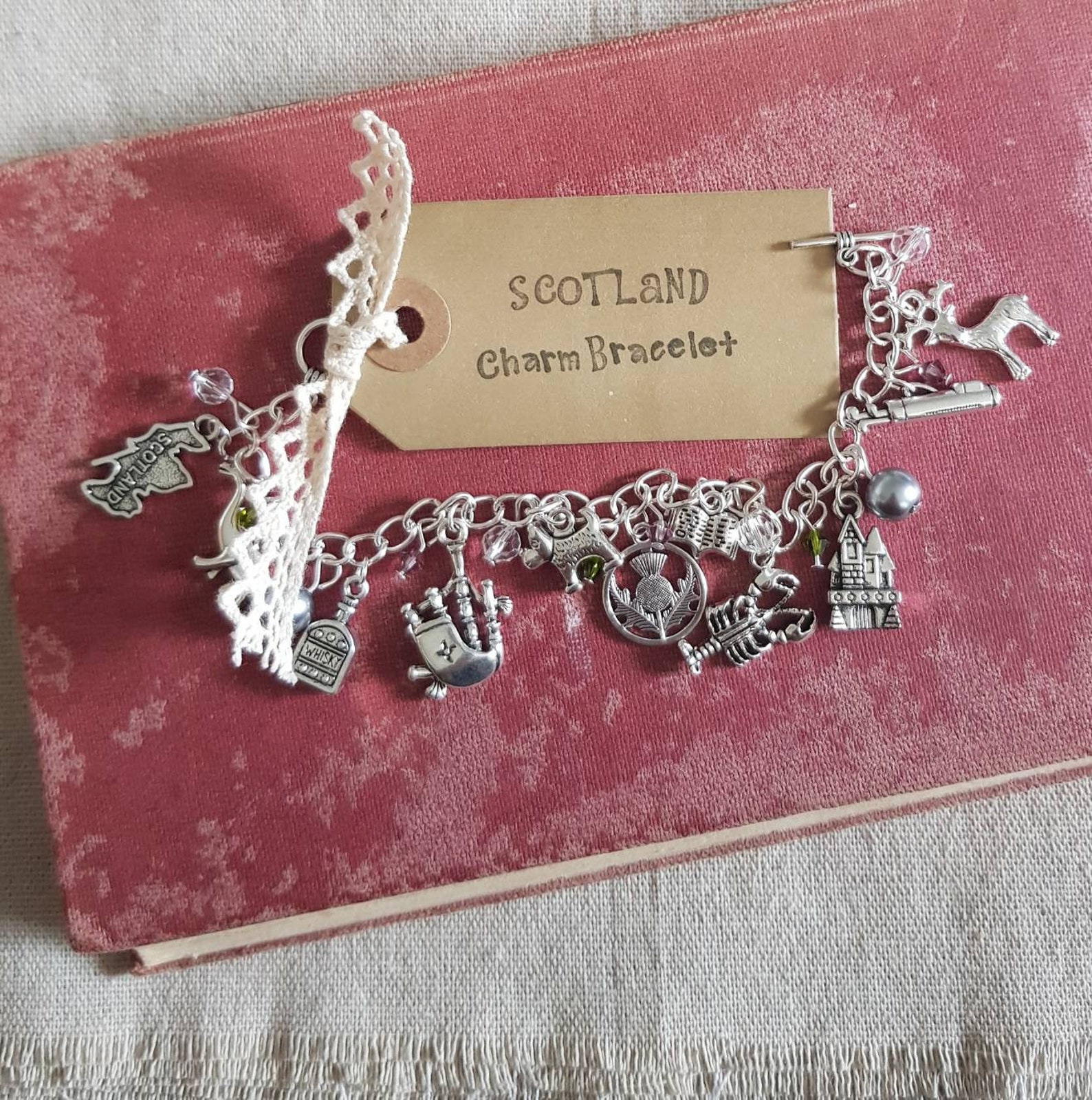 Scotland Charm Bracelet, Scotland Bracelet, Scottish Charms, Scotland ...