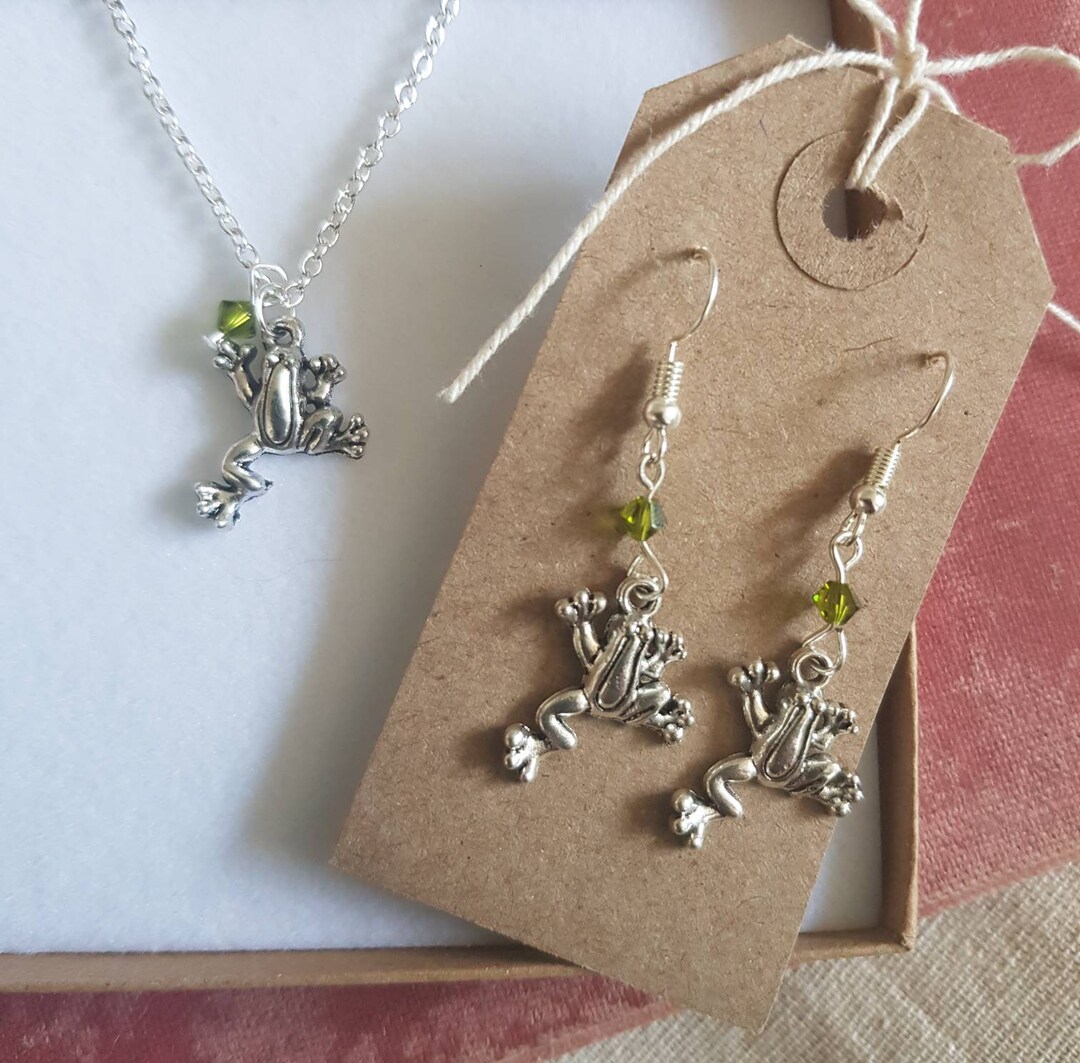 Frog Earrings, Frog Necklace, Frog Jewellery Set, Frog Jewelry, Gift ...