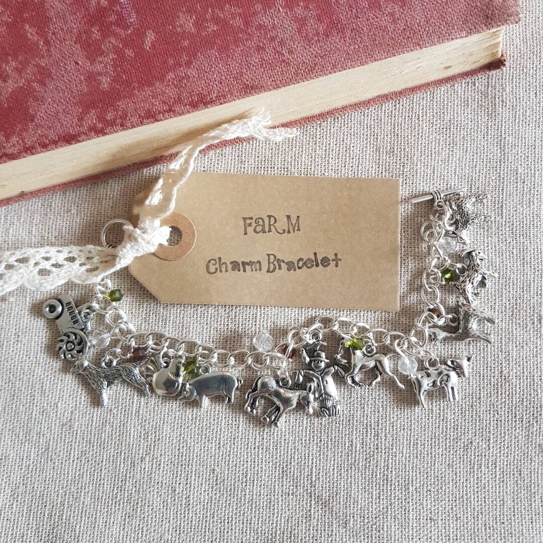 Farm Charm Bracelet, Farm Bracelet, Farm Animal Charms, Farm Animal ...