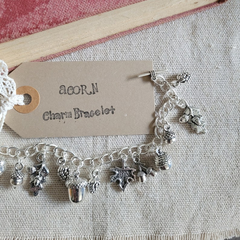 Acorn Charm Bracelet, Woodland Bracelet, Acorn Charms, Woodland Theme ...
