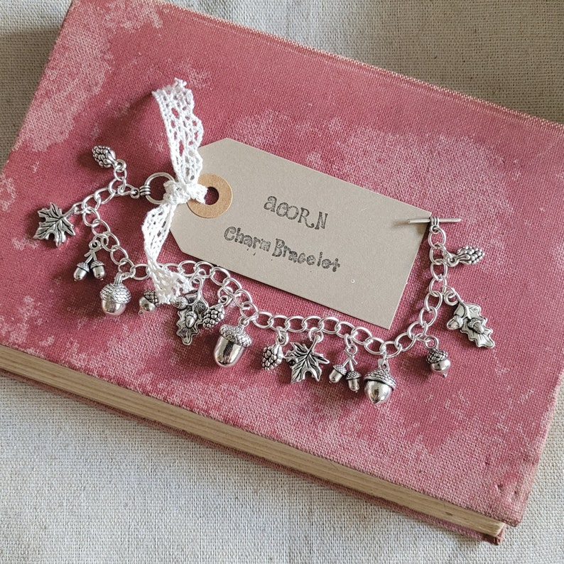 Acorn Charm Bracelet, Woodland Bracelet, Acorn Charms, Woodland Theme ...