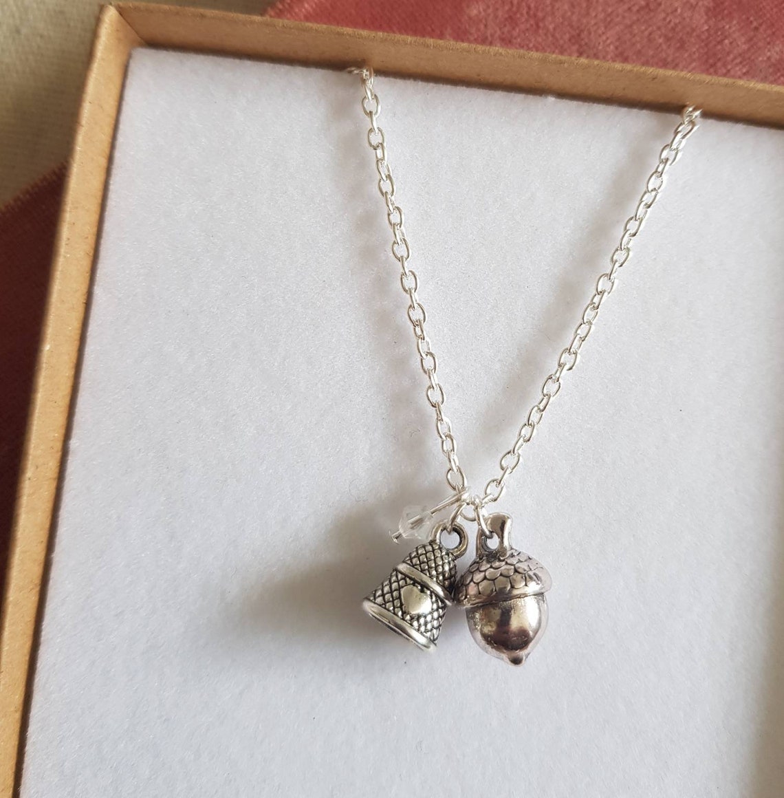 Thimble and Acorn Necklace Thimble Kiss Necklace Acorn Kiss - Etsy