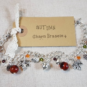 Autumn Charm Bracelet, Autumn Bracelet, Fall Bracelet, Woodland ...