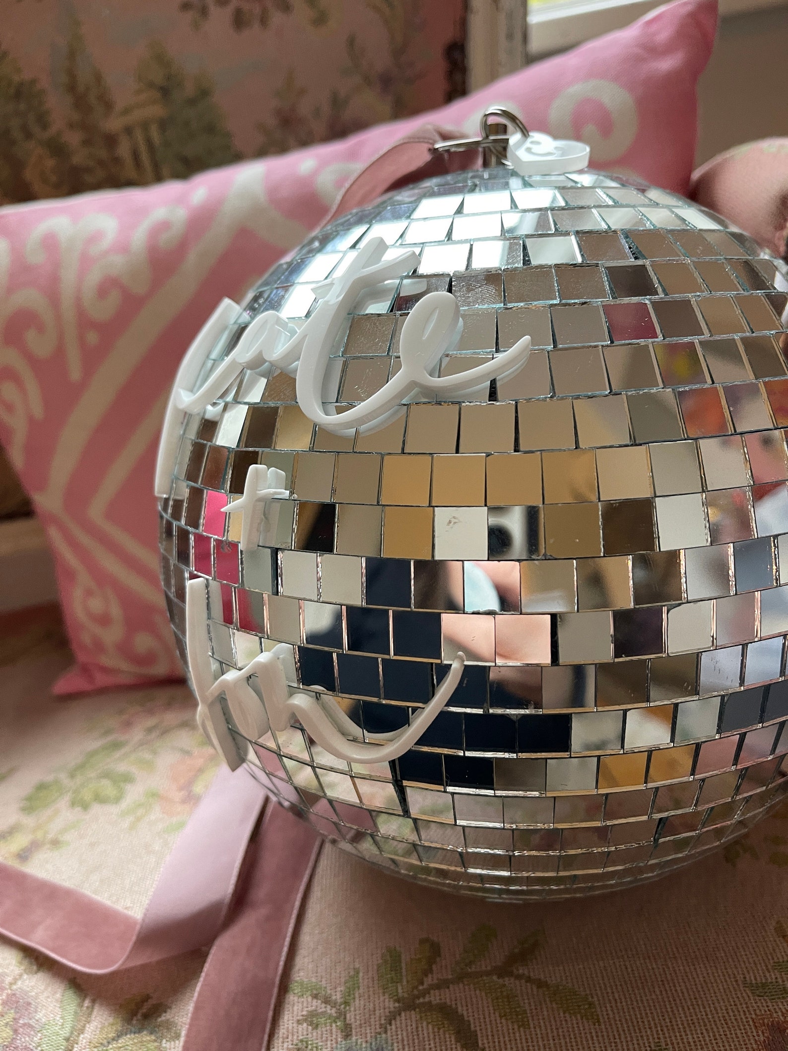 Personalised Disco Ball With Acrylic Lettering Disco Ball Home Decor ...