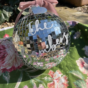 Personalised 20cm Disco Ball With Custom Vinyl Lettering for Weddings ...