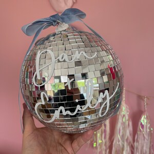 Personalised 20cm Disco Ball With Custom Vinyl Lettering for Weddings ...