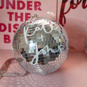 Personalised 20cm Disco Ball With Custom Vinyl Lettering for Weddings ...