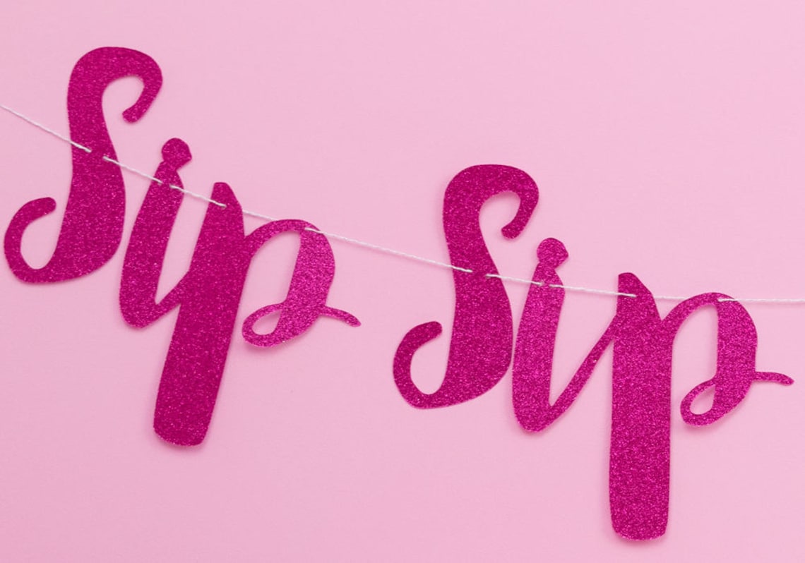 Sip Sip Hooray Party Banner Pink Birthday Banner | Etsy