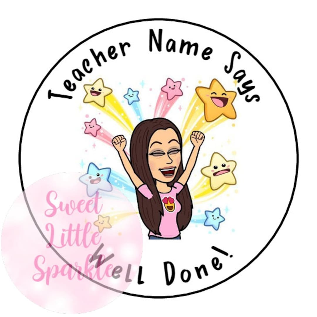 Personalised Teacher Bitmoji Class Well Done You're a Star Stickers ...
