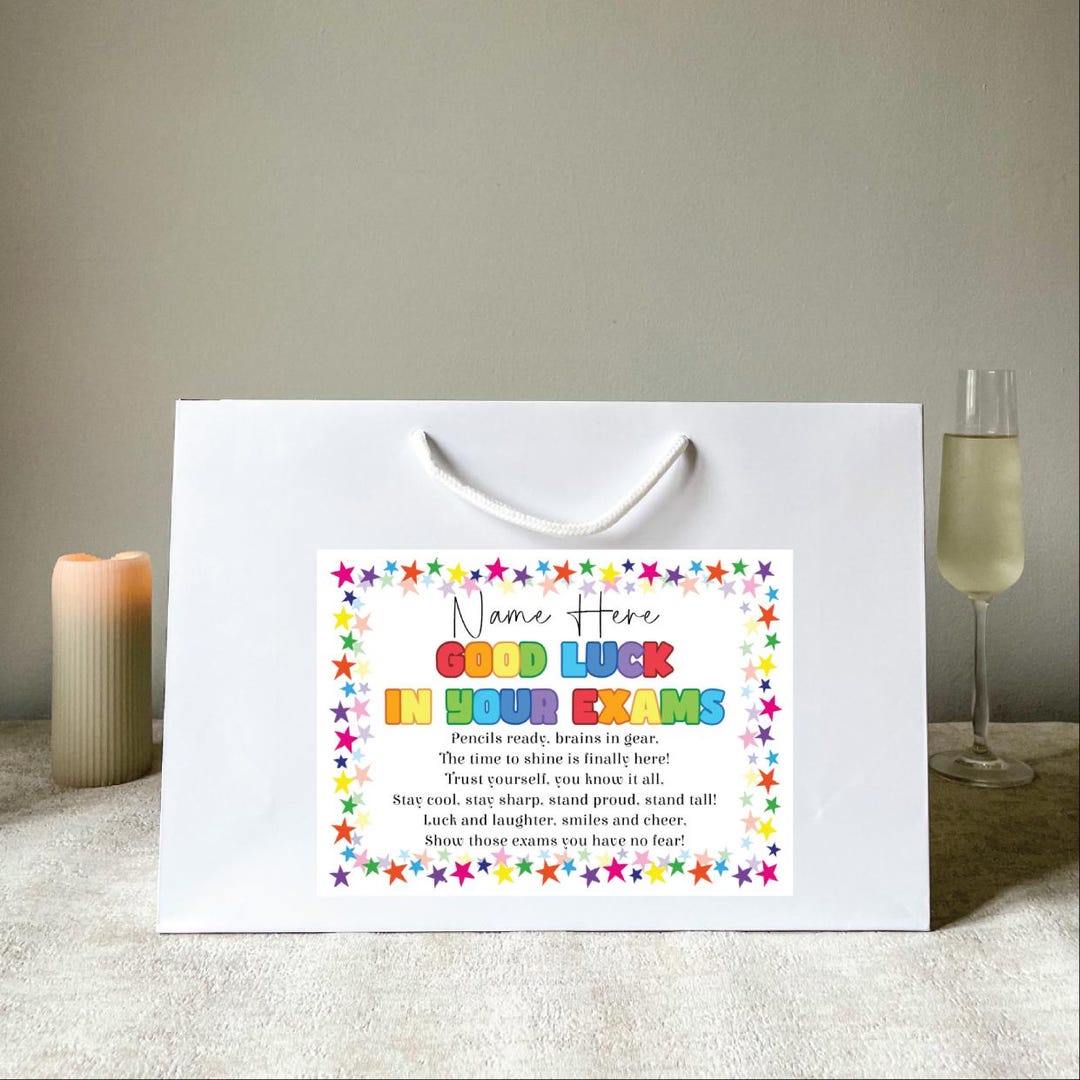 Personalised GCSE A Level Good Luck in Your Exams Rectangle Stickers ...